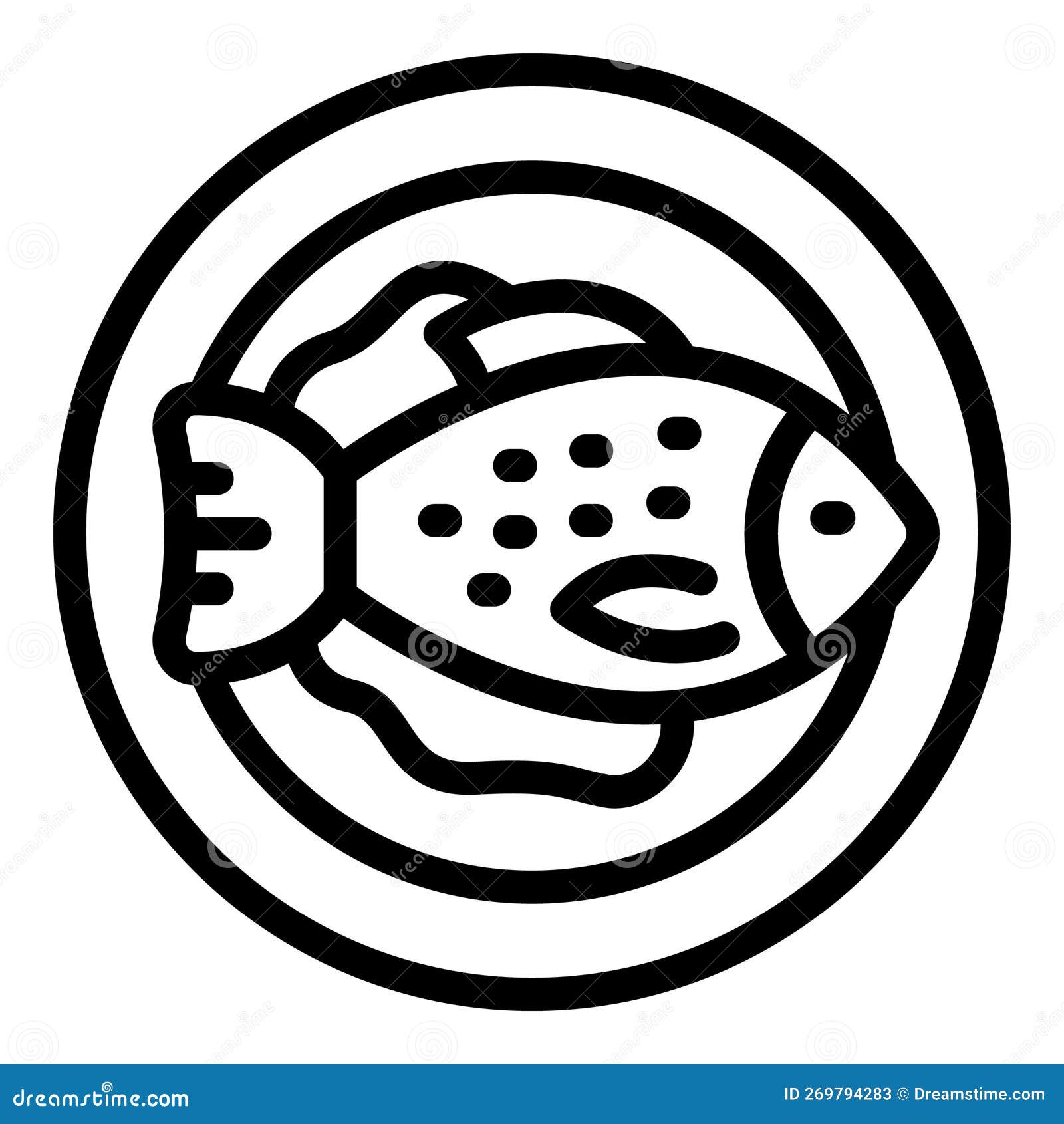 Fried Fish Microplastics Pollution Icon Outline Vector. Water Food ...
