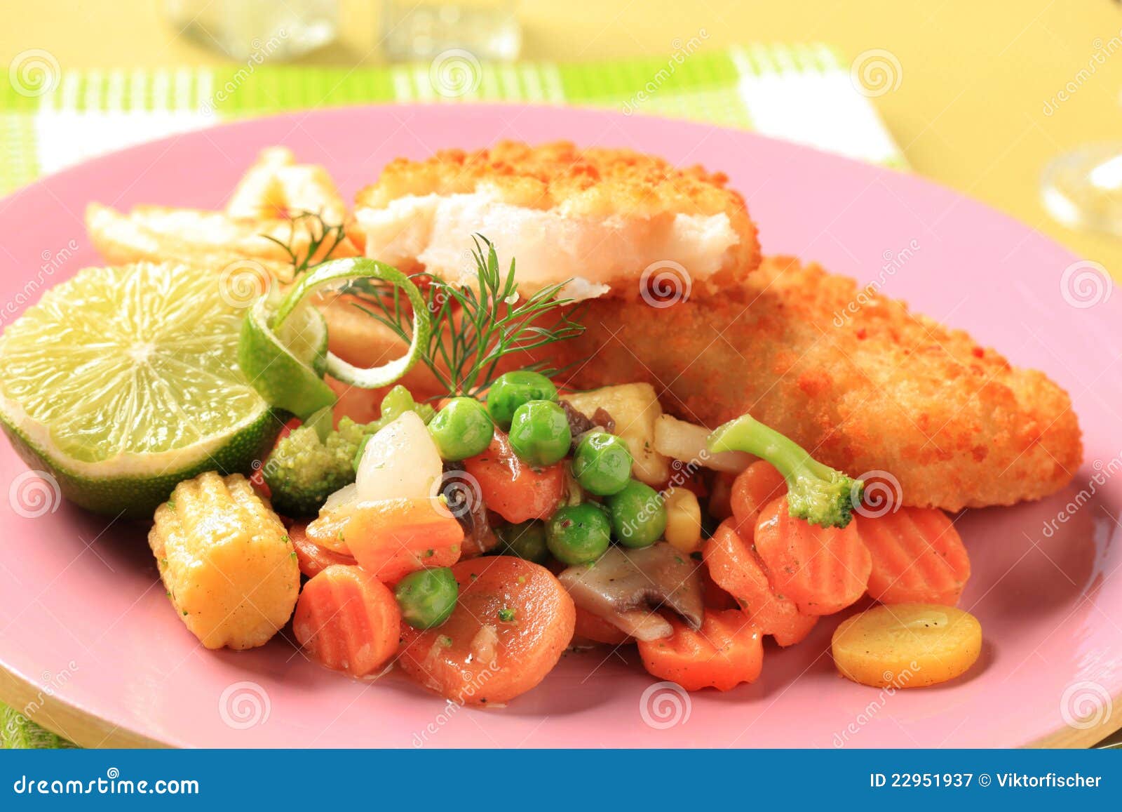 Fried Fish and Mixed Vegetables Stock Image - Image of fish, haddock ...