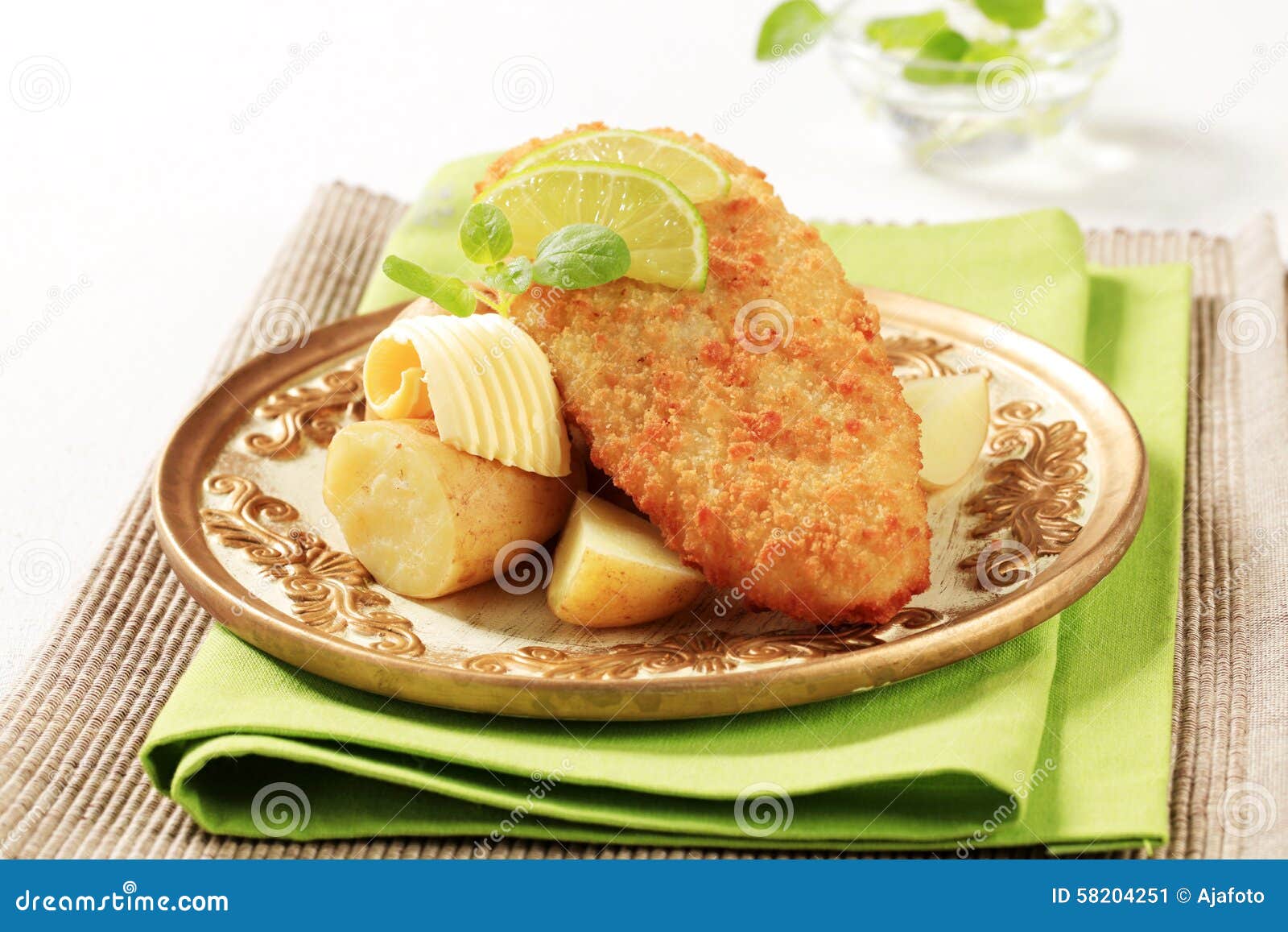 Fried Fish with New,potatoes Stock Image - Image of decorative, closeup ...