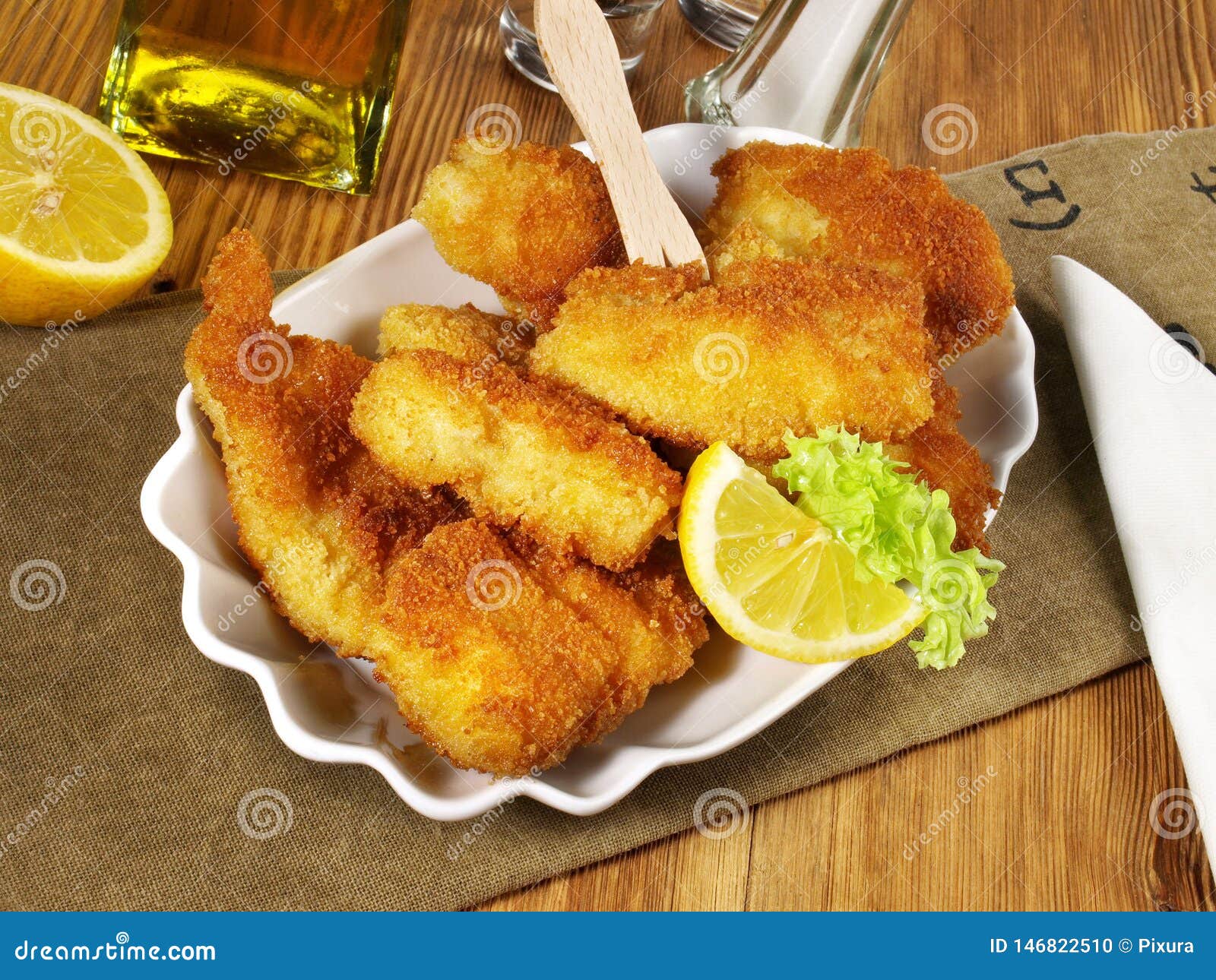 Fried Fish Nuggets stock photo. Image of crumbs, cooked - 146822510