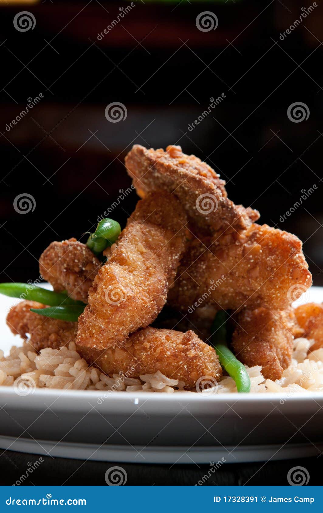 Fried fish over rice stock image. Image of fish, fried - 17328391