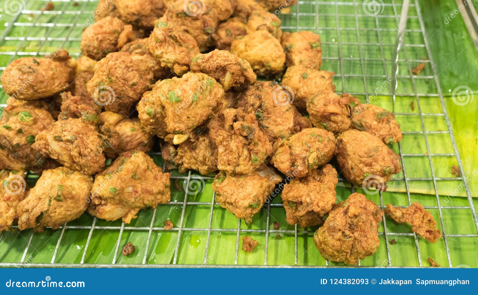 Fried Fish-paste Balls at Market Stock Image - Image of grill, meat ...
