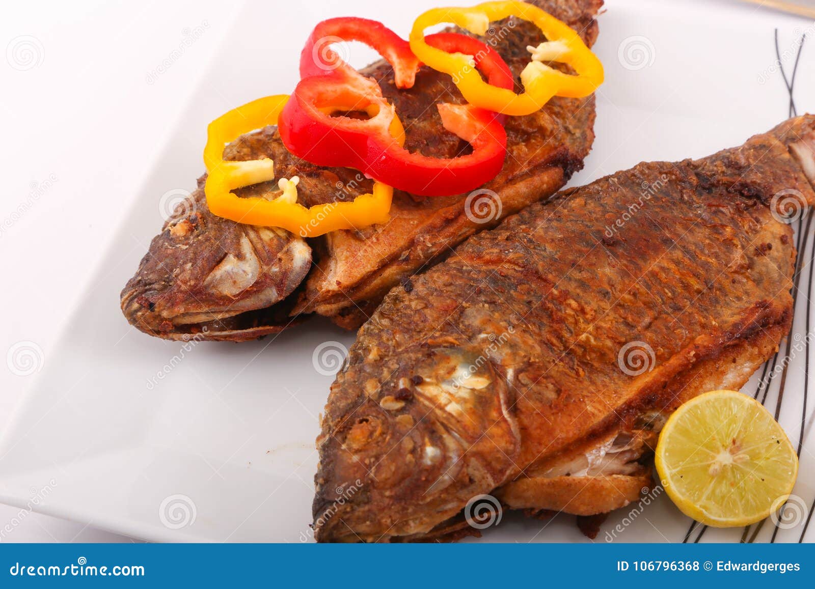 Fried fish plate stock photo. Image of dark, bowl, closeup - 106796368