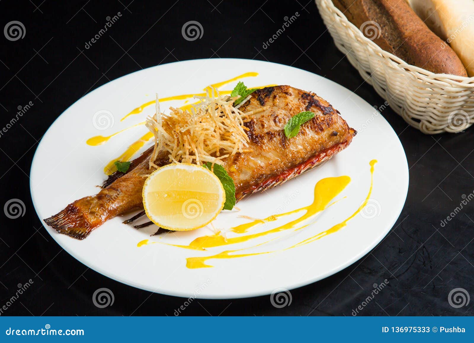 Fried Fish on a Plate with Lemon Stock Image - Image of fish, lemon ...