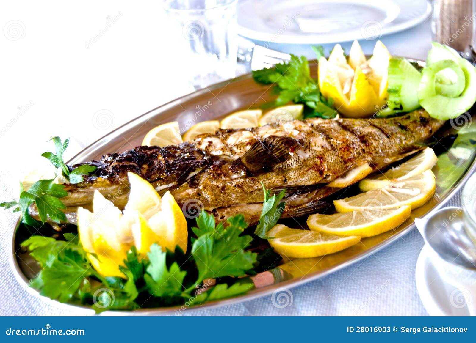 Fried fish on a platter stock image. Image of eating - 28016903