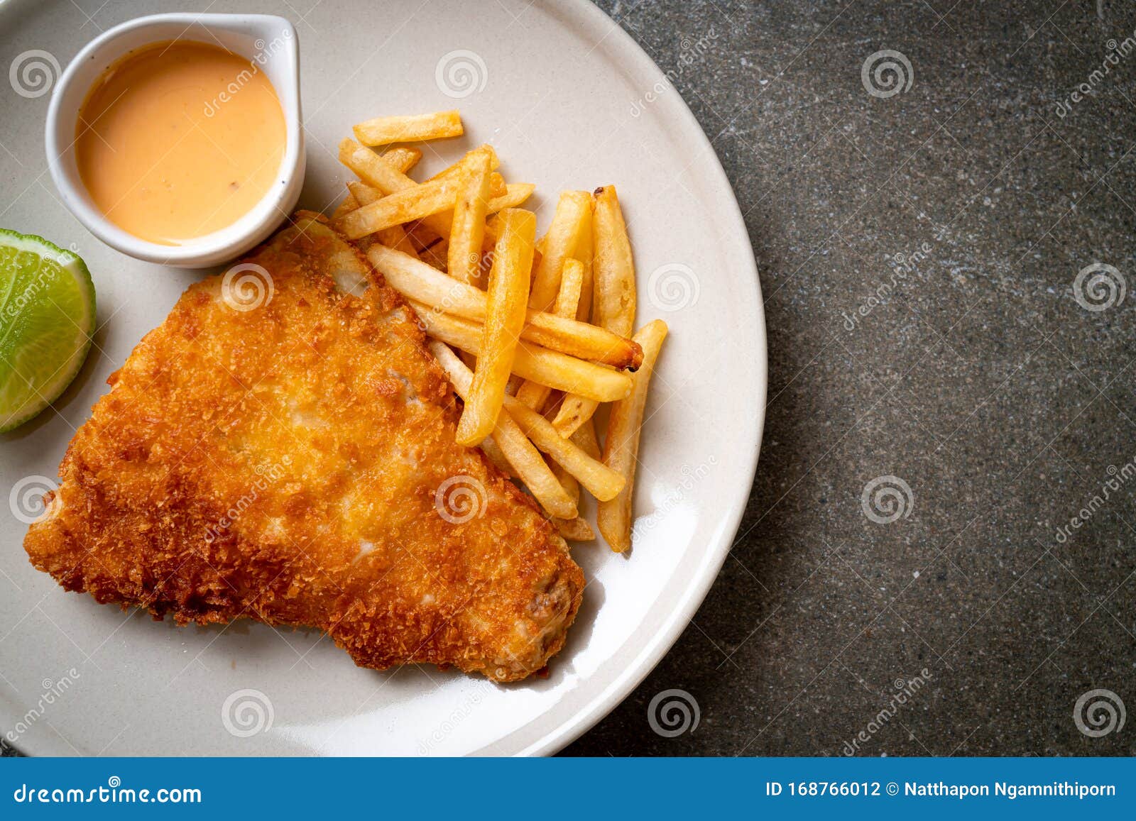 Fried fish and chips stock photo. Image of fast, fries - 168766012