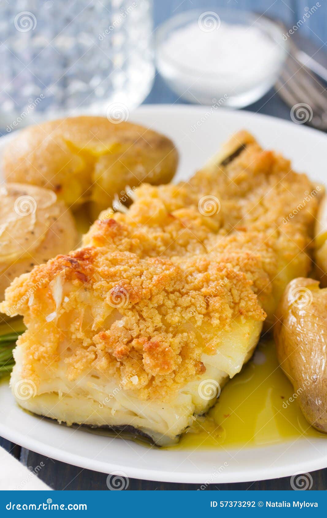 Fried fish with potato stock photo. Image of plate, broa - 57373292