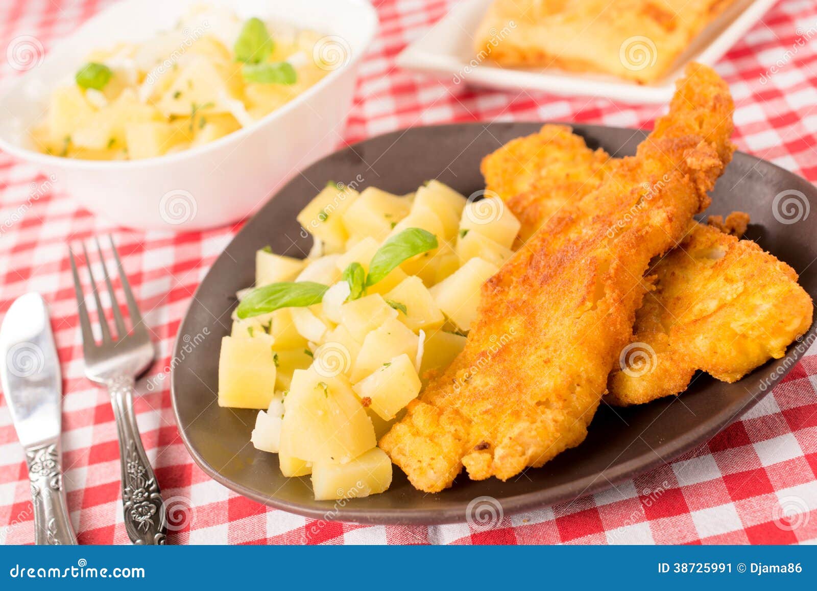 Fried fish and potato stock image. Image of fatty, batter - 38725991