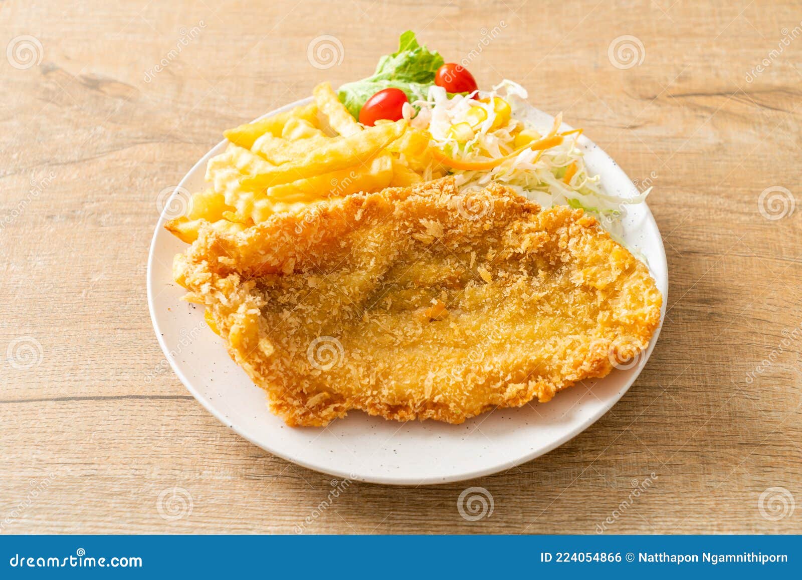 Fried Fish and Potatoes Chips Stock Photo - Image of chips, salad ...