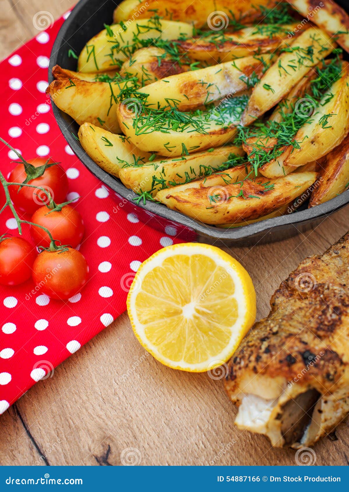 Fried fish and potatoes. stock photo. Image of delicious - 54887166