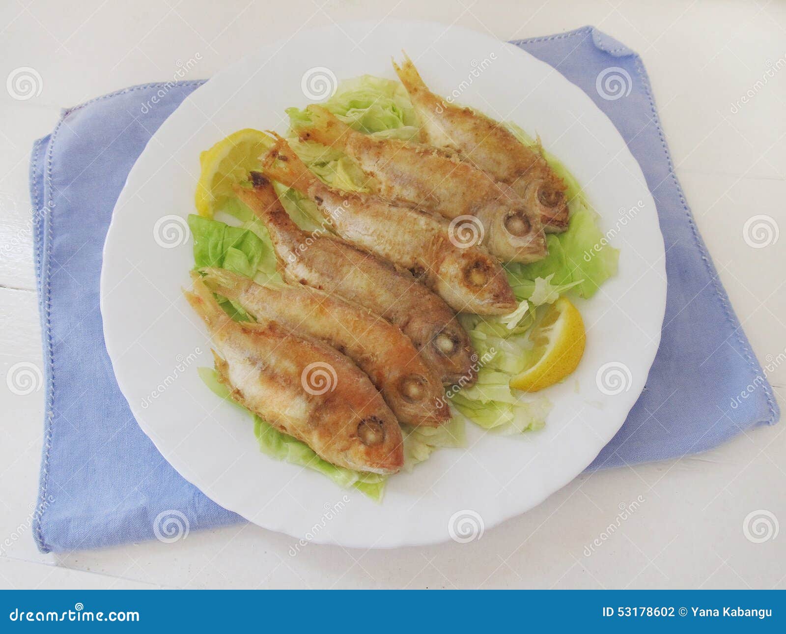 Fried fish. Red Mullet. stock photo. Image of cook, fried - 53178602