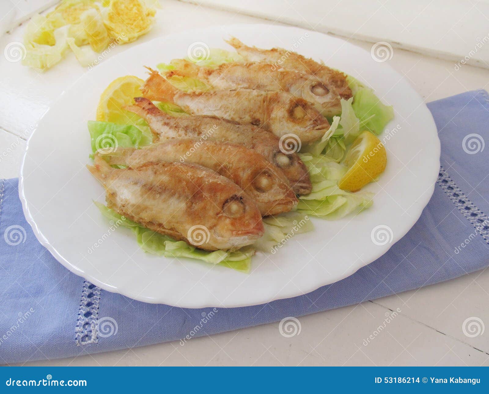 Fried fish. Red Mullet. stock photo. Image of cooking - 53186214