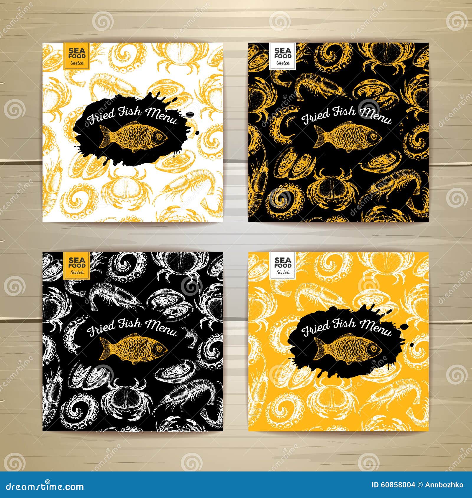 Fried Fish Restaurant Menu Concept Design. Corporate Identity Stock ...