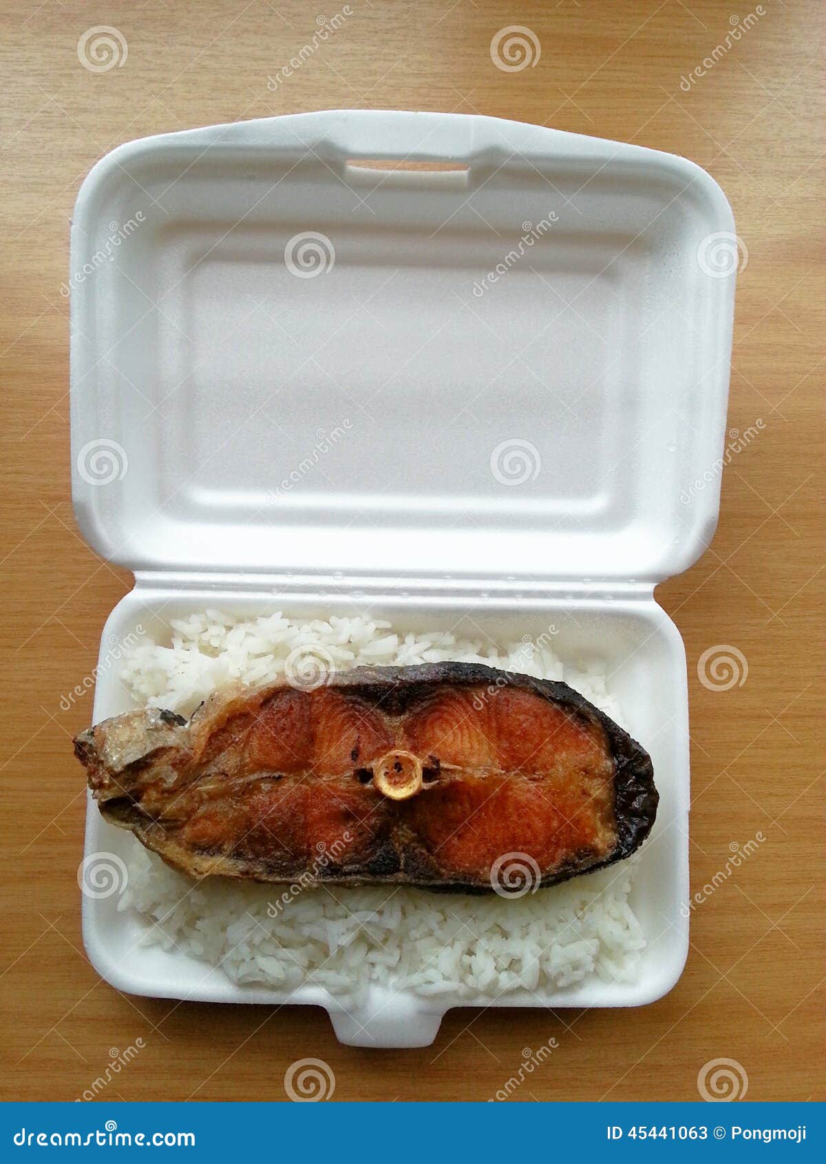 Fried Fish on Rice in Foam Box Stock Image - Image of dainty, yummy ...