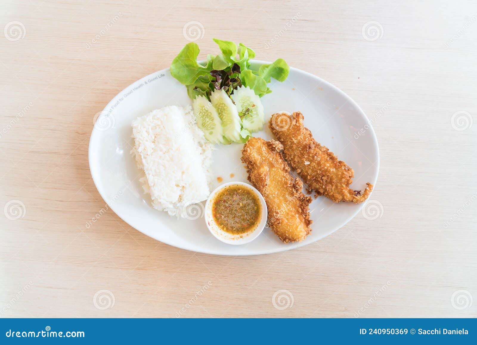 Fried fish with rice stock image. Image of tilapia, gourmet - 240950369