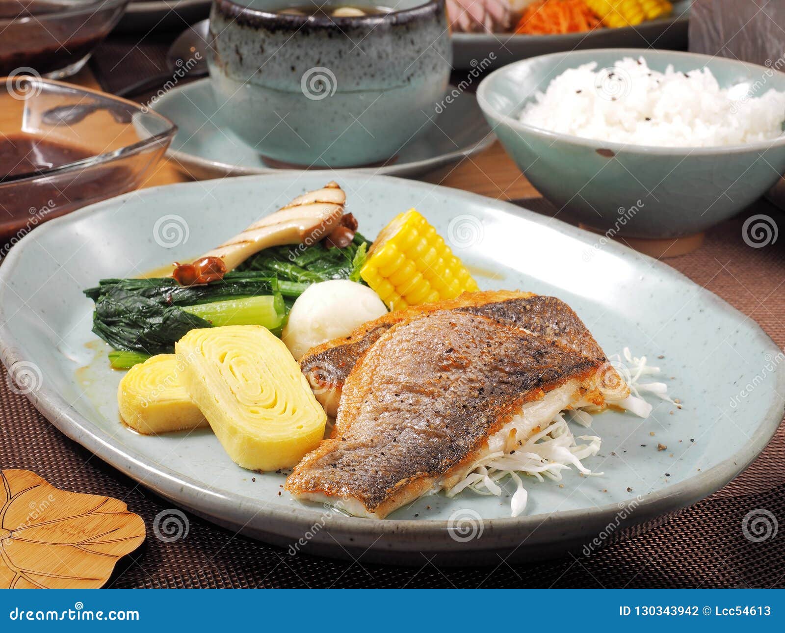 Fried fish set menu stock photo. Image of dinner, closeup - 130343942