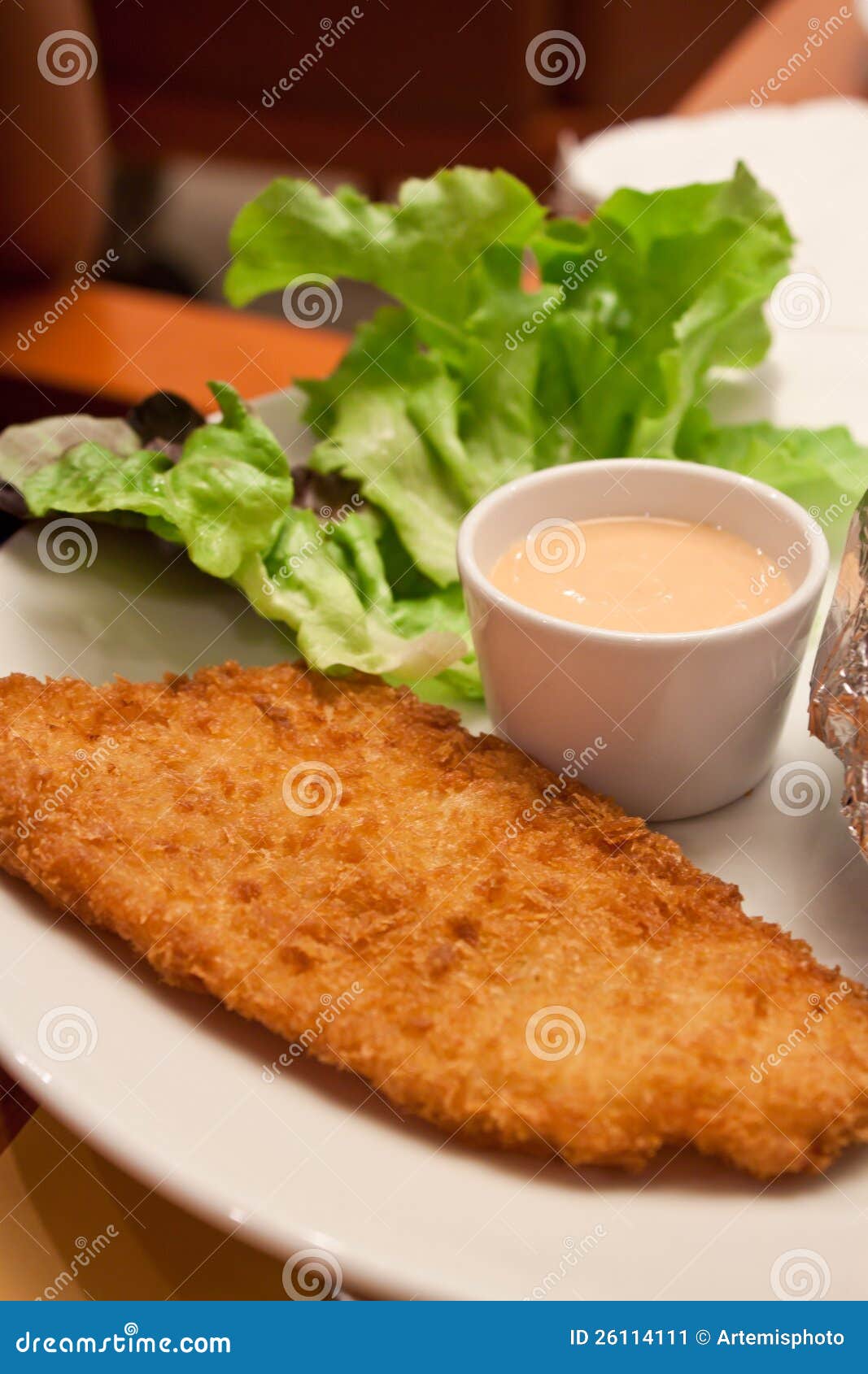 Fried fish steak stock image. Image of green, health - 26114111
