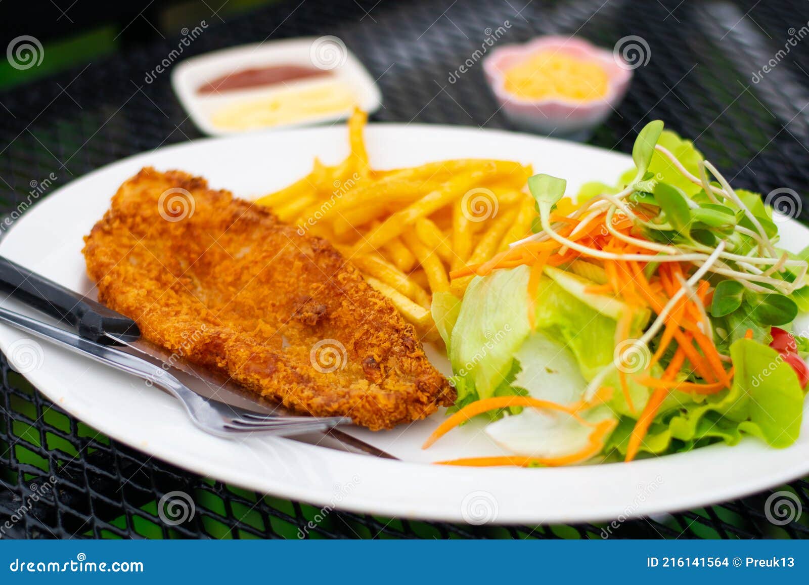 Fried Fish Steak stock photo. Image of gourmet, dinner - 216141564