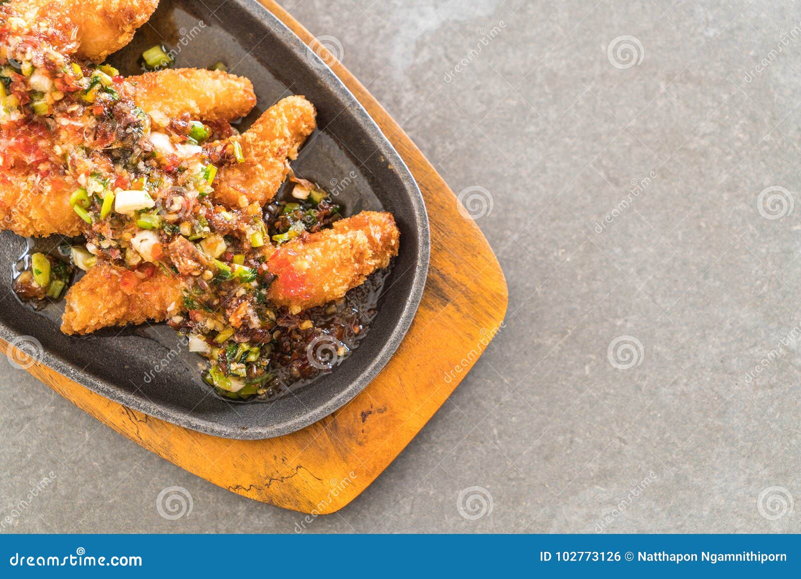 Fried Fish Stick with Spicy Sauce Stock Photo - Image of tasty, spicy ...
