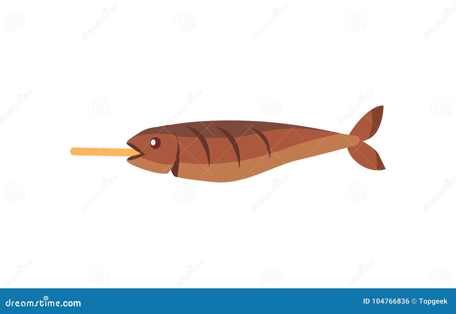 Fried Fish on Stick Vector Illustration Isolated Stock Vector ...