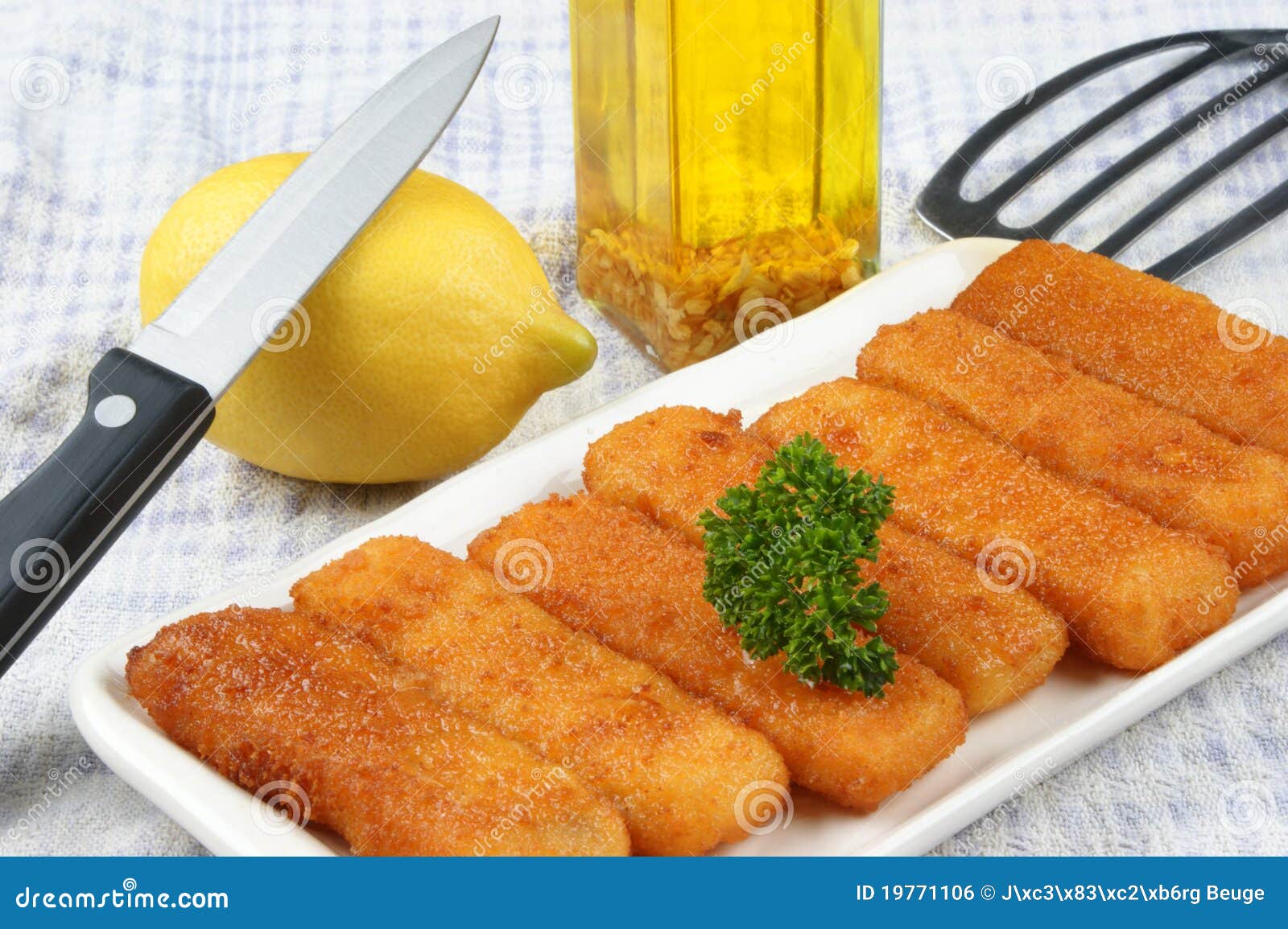 Fried Fish Sticks on a Plate Stock Photo - Image of plate, lemon: 19771106