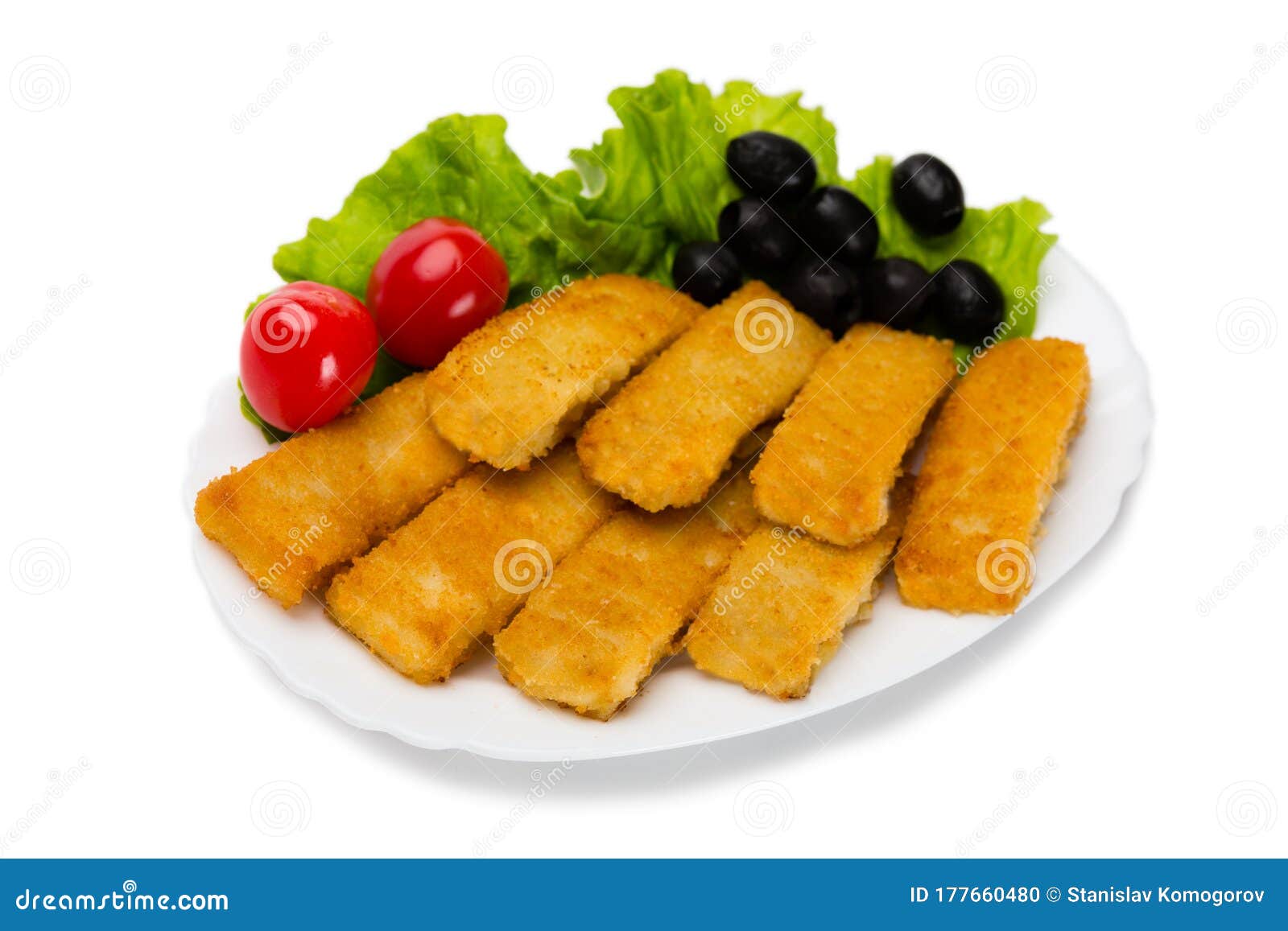 Fried Fish Sticks with Vegetables Stock Photo - Image of fastfood ...