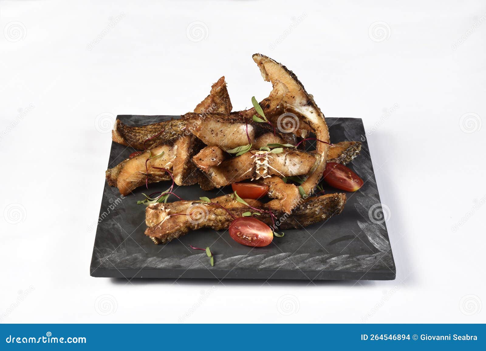 Fried Fish Strips Served on Stone Stock Photo - Image of tartar, strip ...