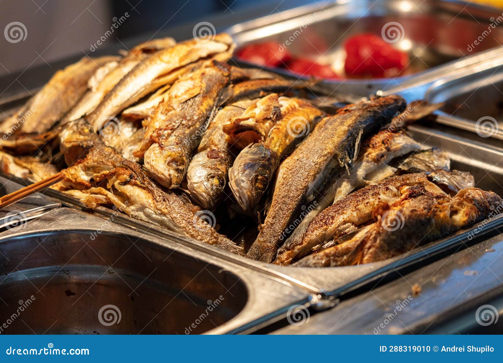 Fried Fish on a Tray in a Restaurant Stock Photo - Image of healthy ...