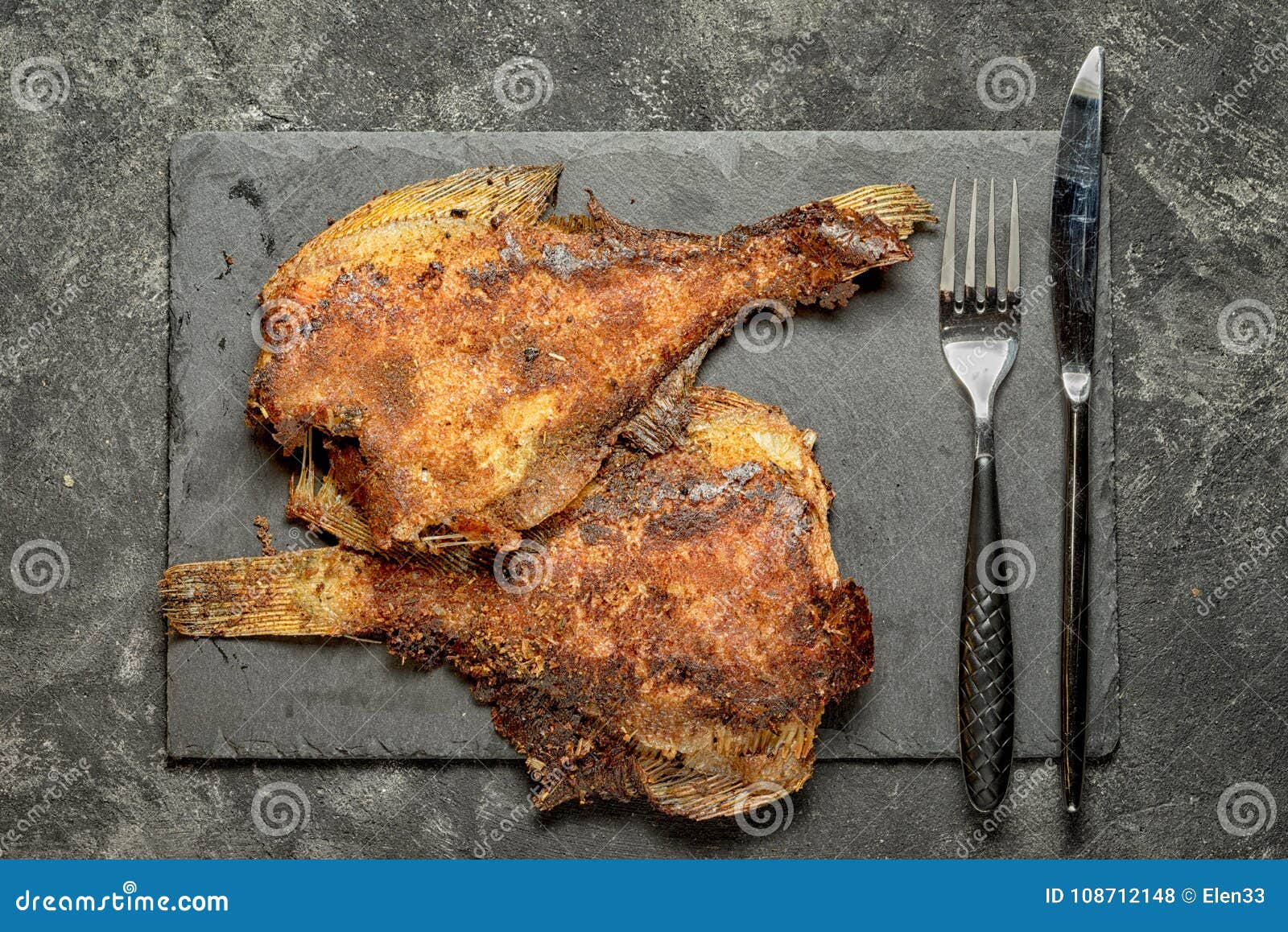 Fried Flatfish Flounder With Crispy Crust Stock Photography ...