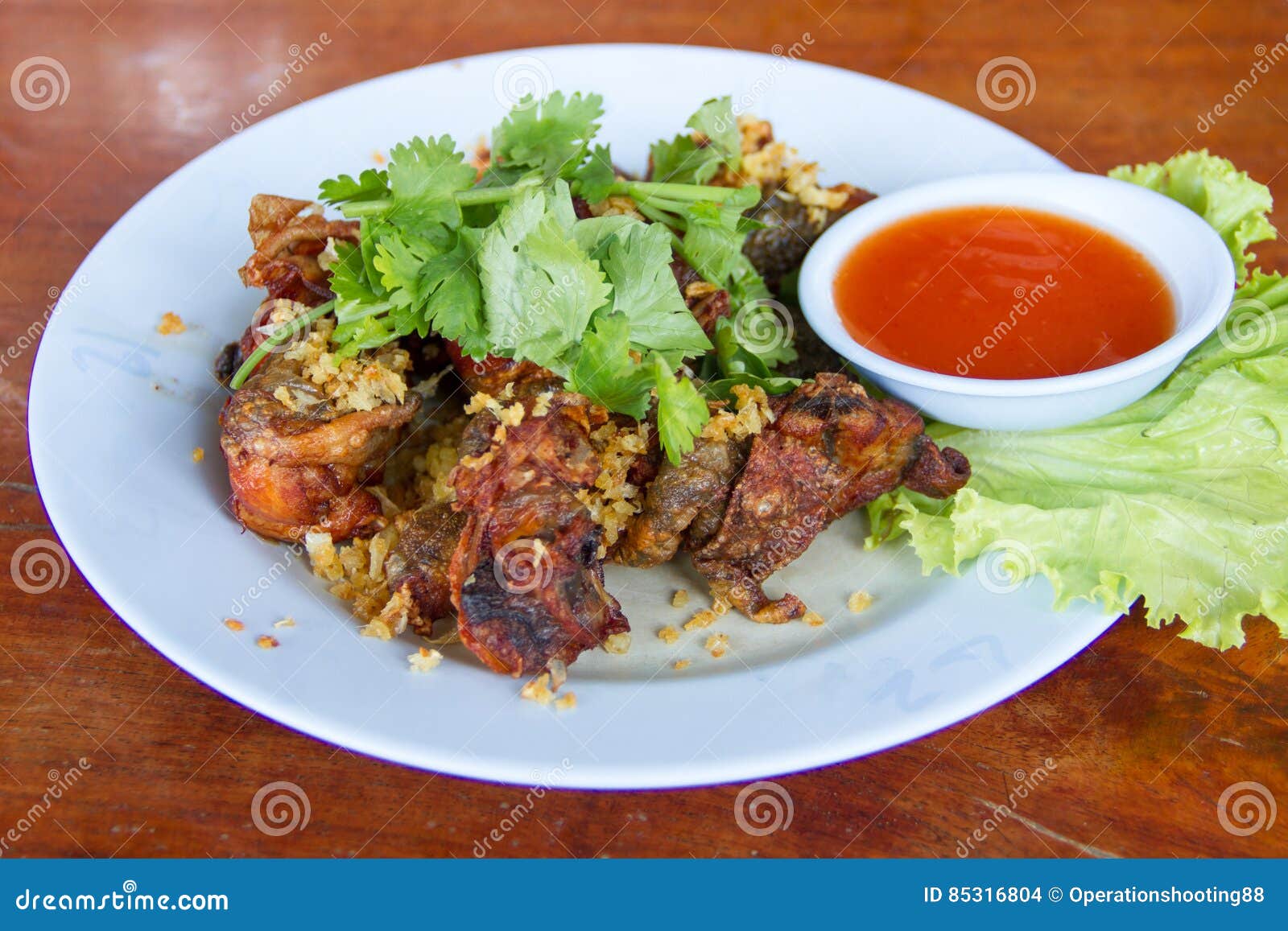 Fried frog in dish stock photo. Image of frog, food, french - 85316804