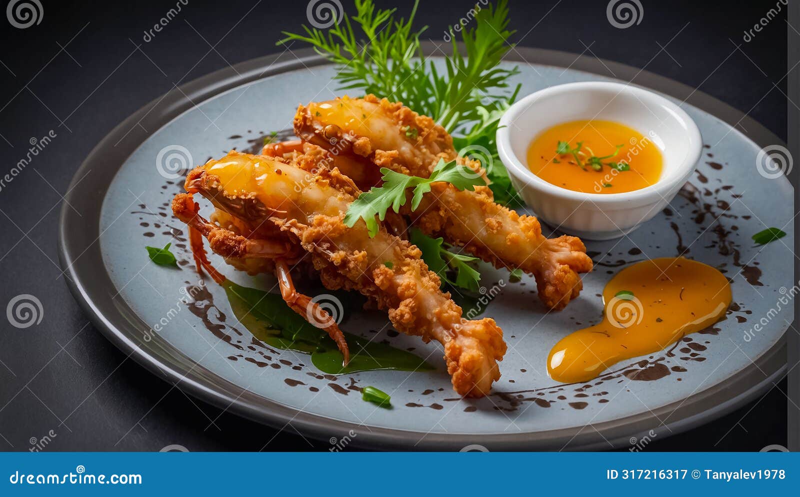 Fried frog legs on a plate stock illustration. Illustration of ...
