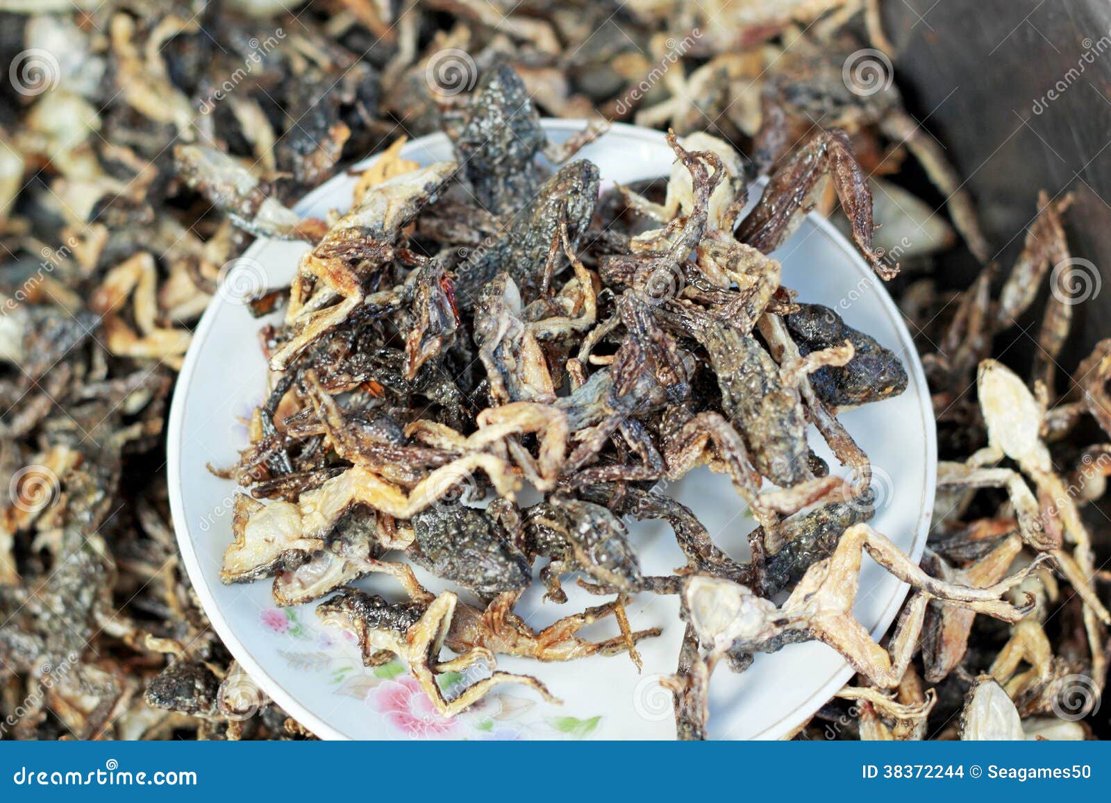 Fried frog in the market stock photo. Image of amphibian - 38372244