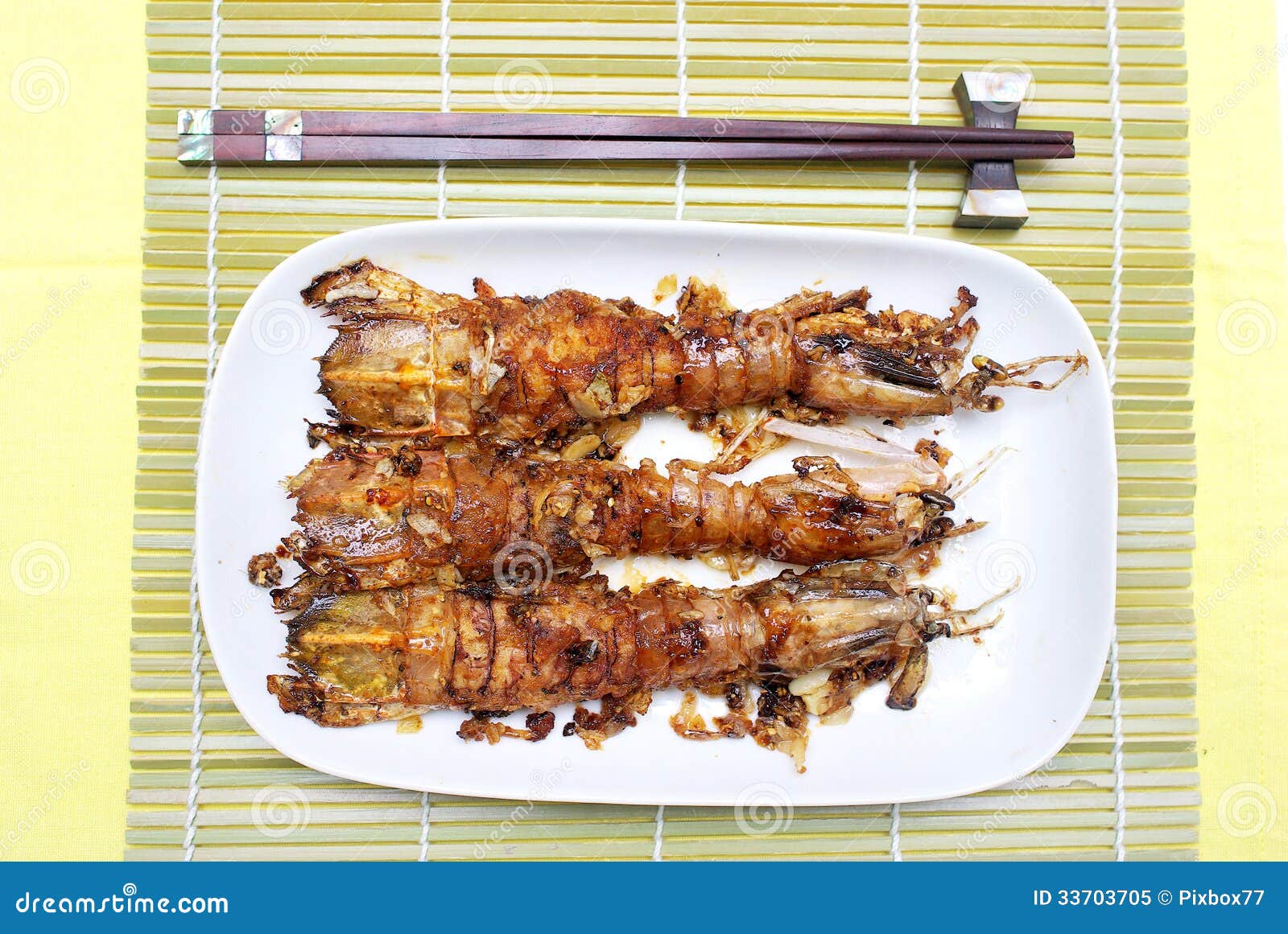 Fried garlic Mantis shrimp stock image. Image of time - 33703705