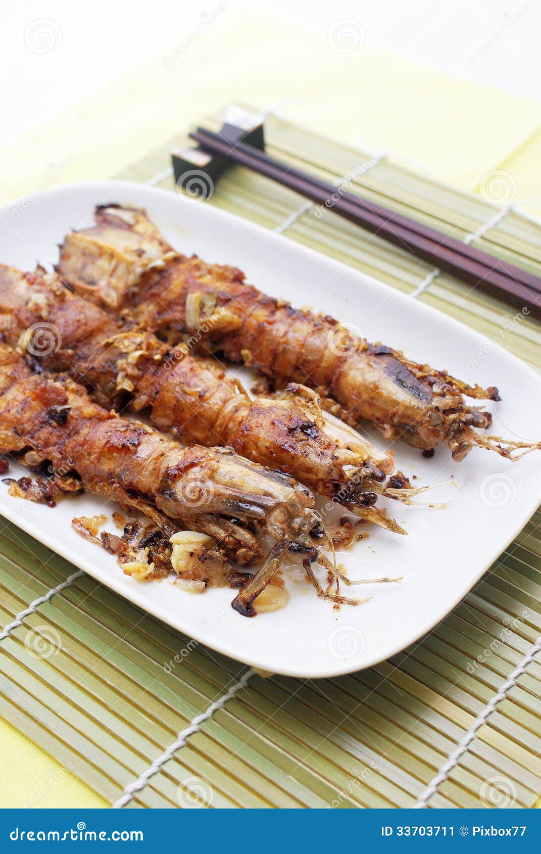 Fried garlic Mantis shrimp stock image. Image of shell - 33703711