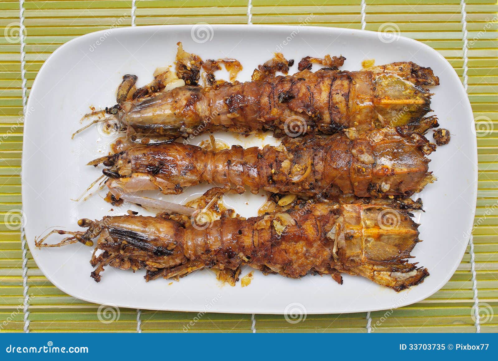 Fried garlic Mantis shrimp stock image. Image of meal - 33703735