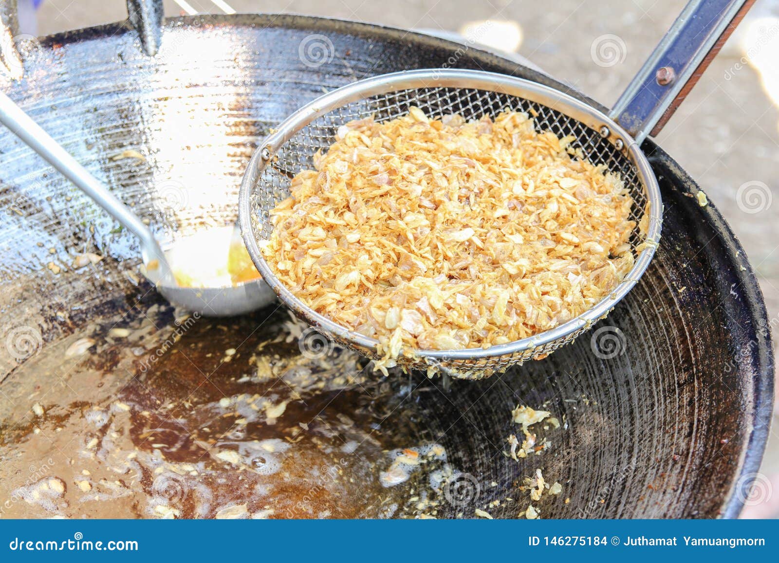 The Fried Garlic on Pan in Kitchen Cooking Food Stock Photo - Image of ...