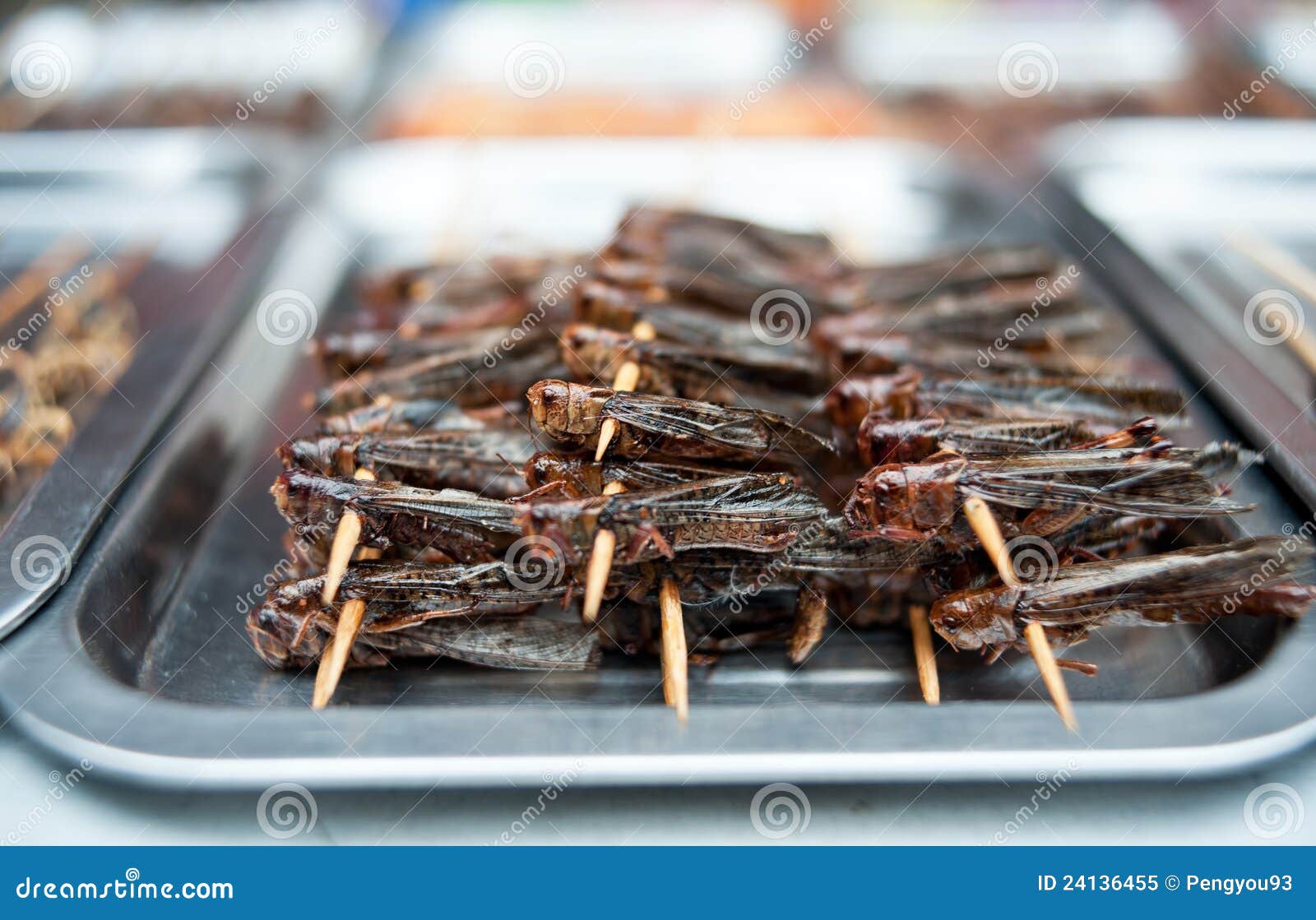 Fried Grasshoppers and Chinese Cuisine Stock Image - Image of ...