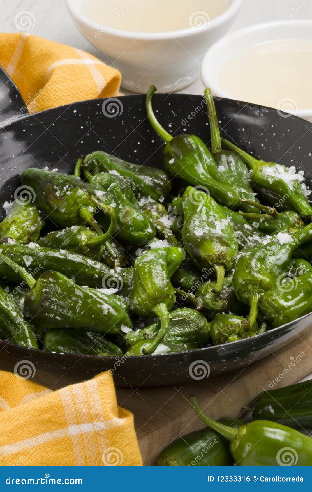Raw Green Peppers Pimientos De Padron Traditional Spanish Tapas Stock ...