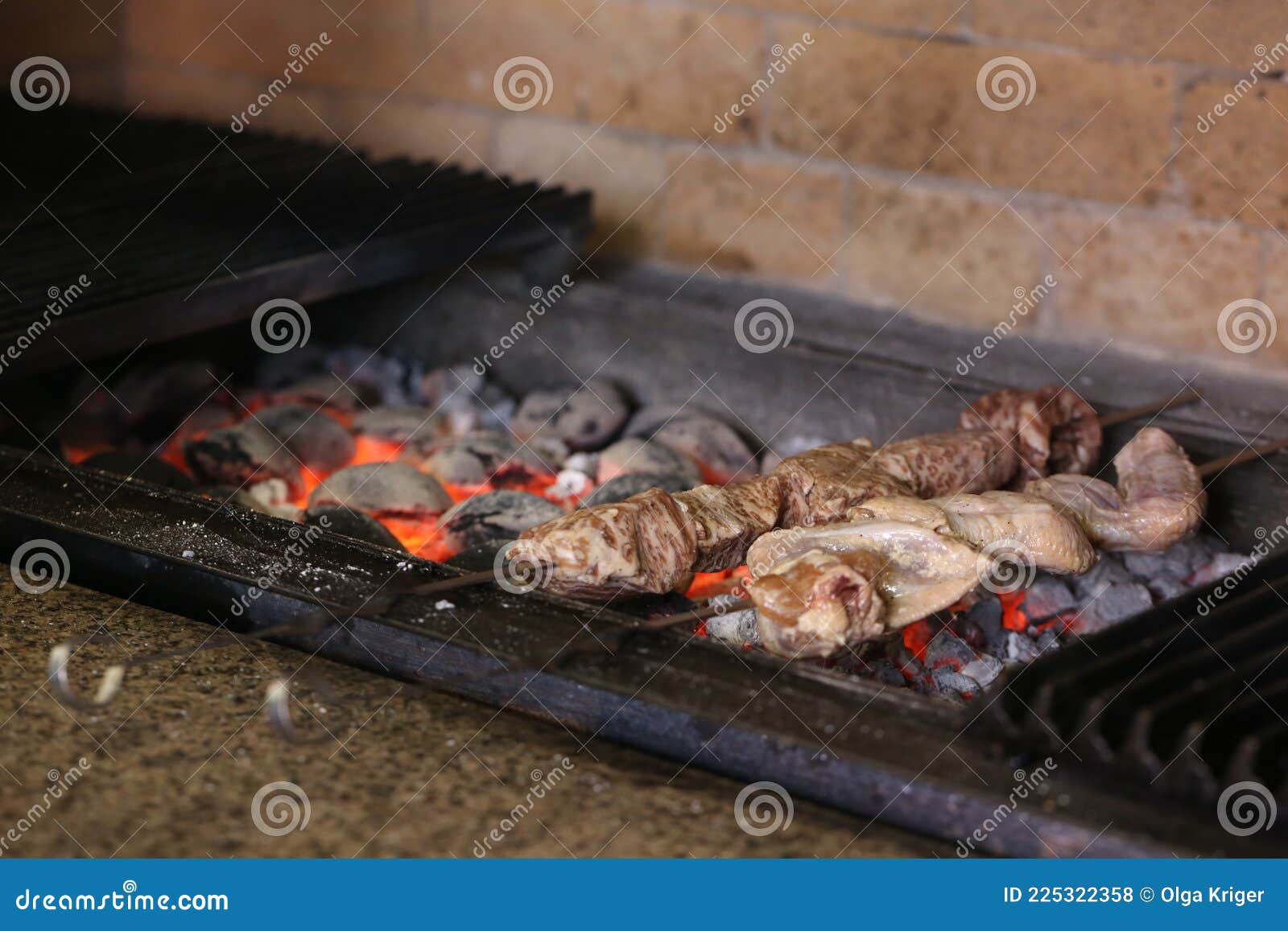 Fried grilled bbq meat stock photo. Image of fresh, barbeque - 225322358