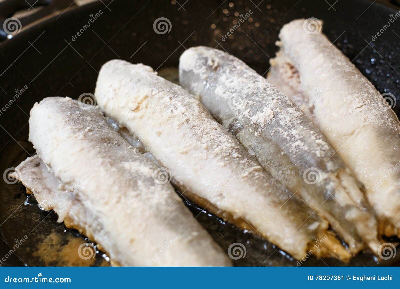 Fried Hake Fish Fillet in a Frying Pan Stock Image - Image of seafood ...