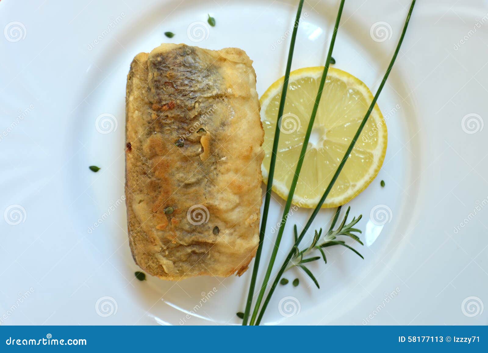 Fried hake on the plate stock image. Image of meal, restaurant - 58177113