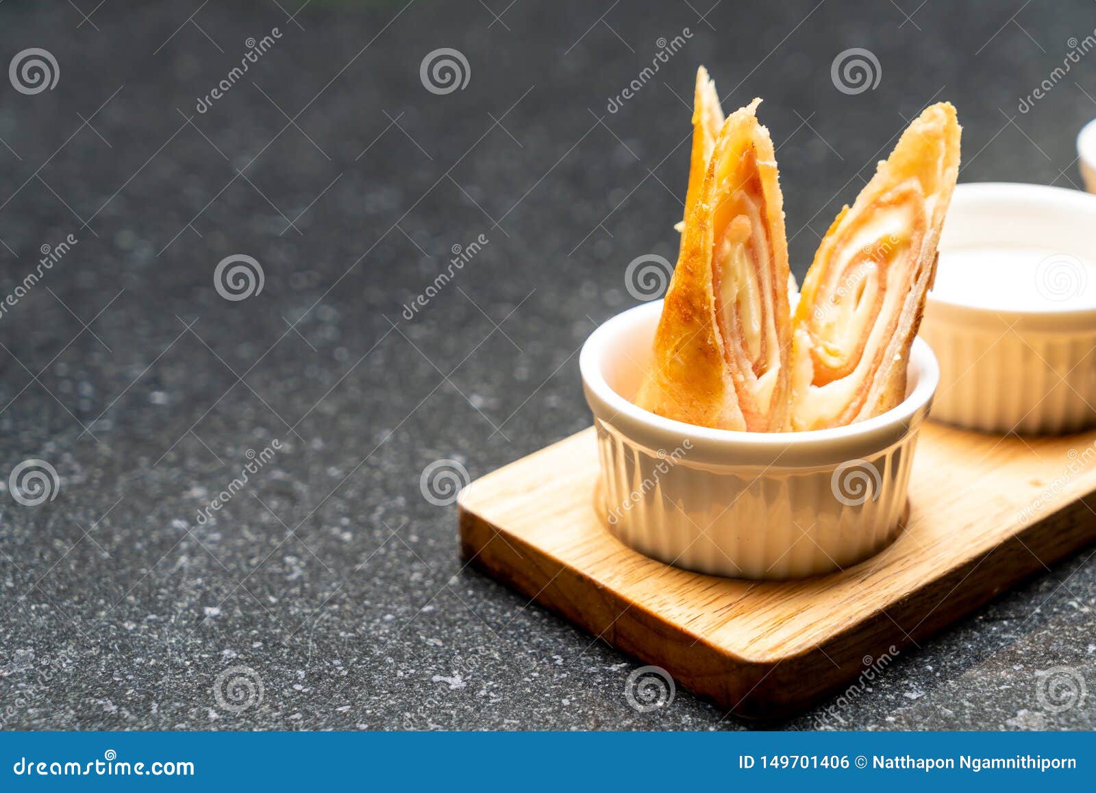 Fried Ham and Cheese Spring Rolls Stock Photo - Image of spring, plate ...