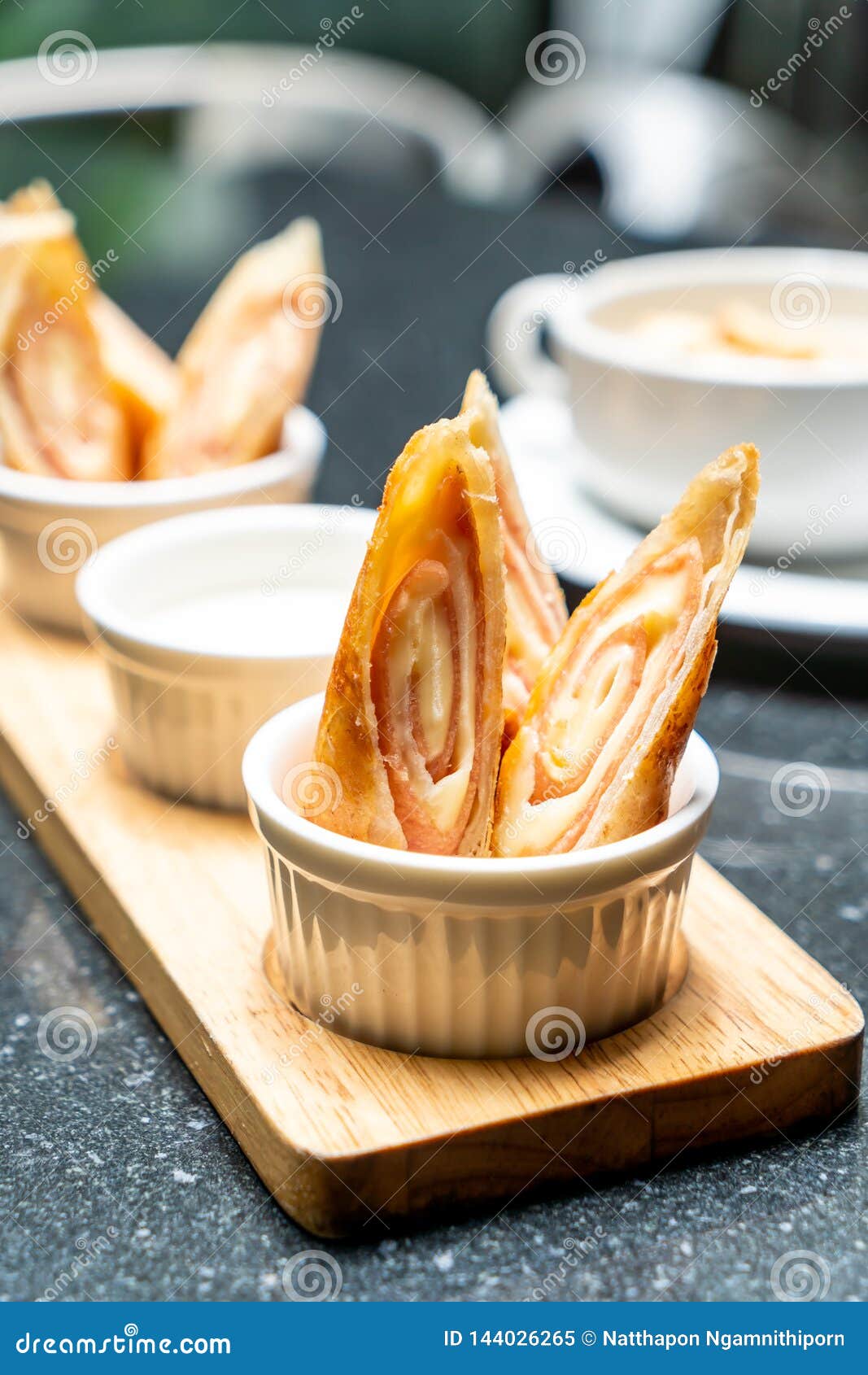 Fried Ham and Cheese Spring Rolls Stock Image - Image of background ...