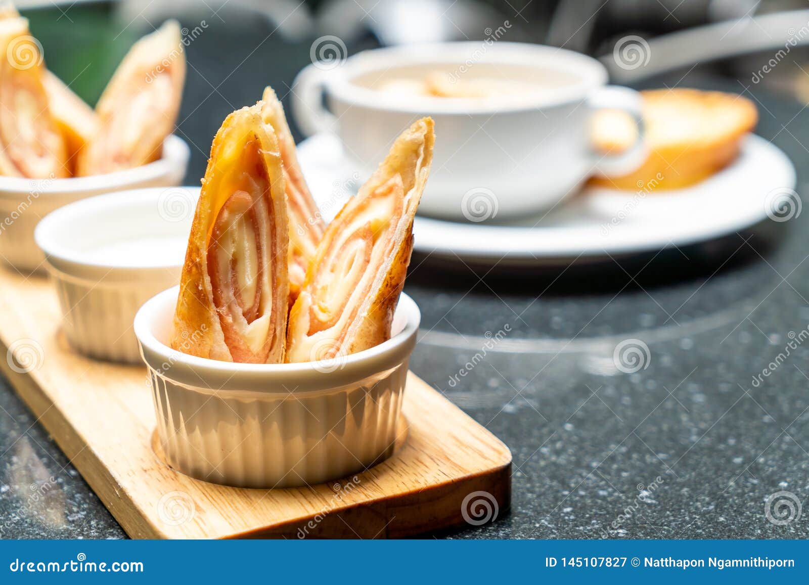 Fried Ham and Cheese Spring Rolls Stock Image - Image of roll, spring ...
