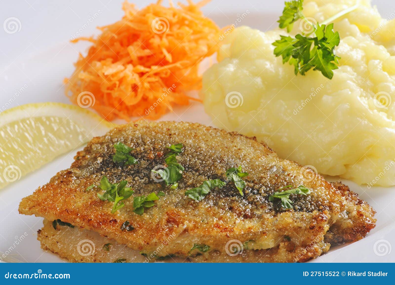 Fried Herring with Mashed Potatoes Stock Photo - Image of butter, piece ...