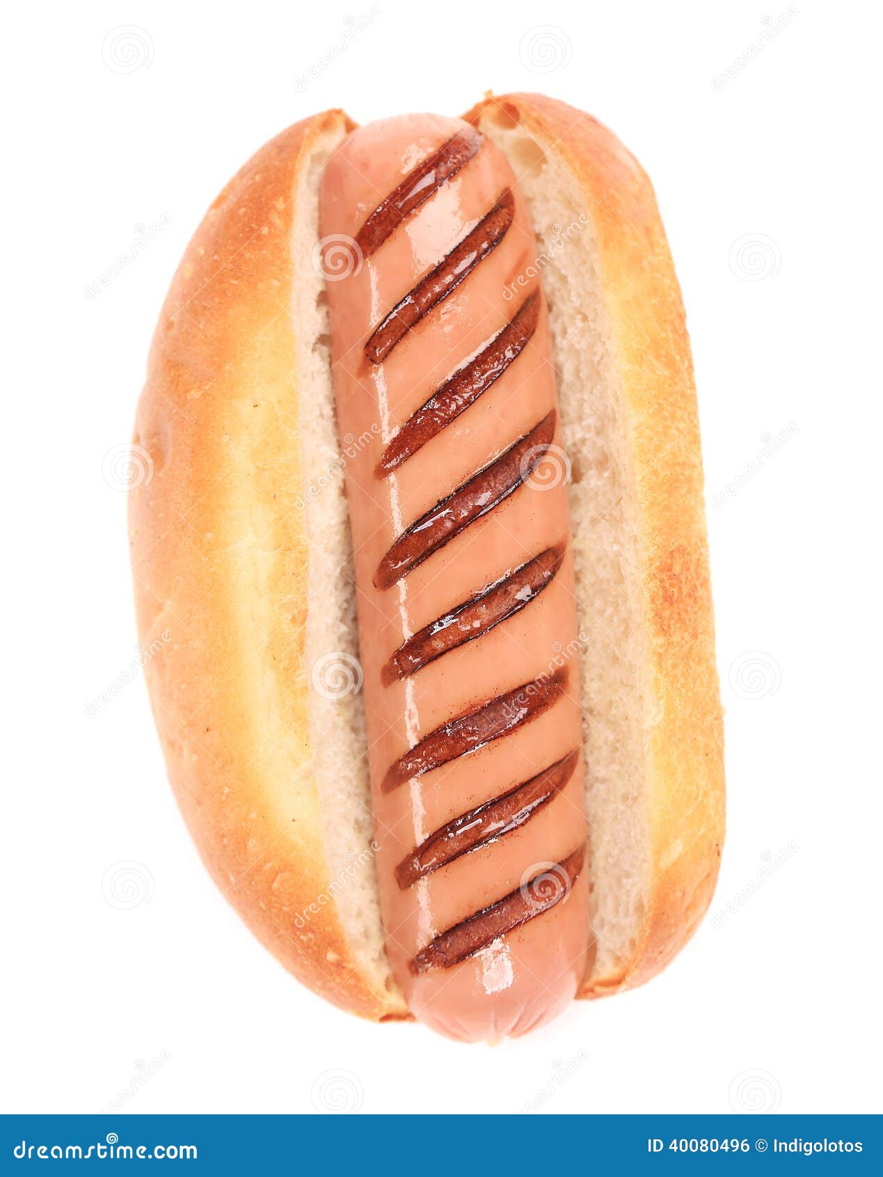 Plain Hot Dog On A Plate