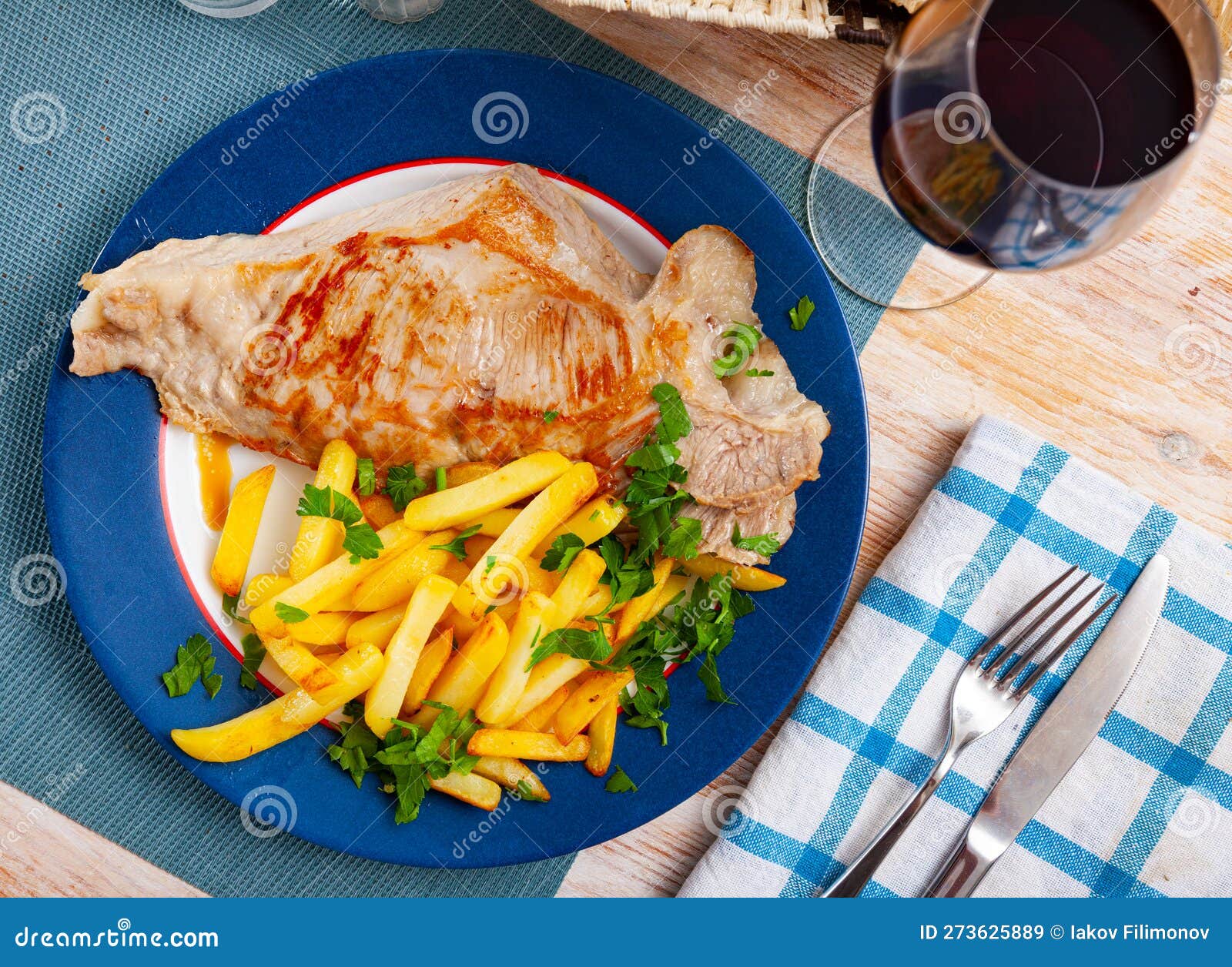Fried Iberian Pig Served with Potatoes Stock Image - Image of macro ...
