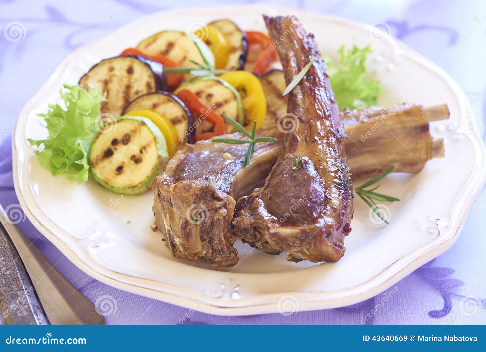 Fried Lamb with Vegetable Garnish Stock Image - Image of leaves, chop ...
