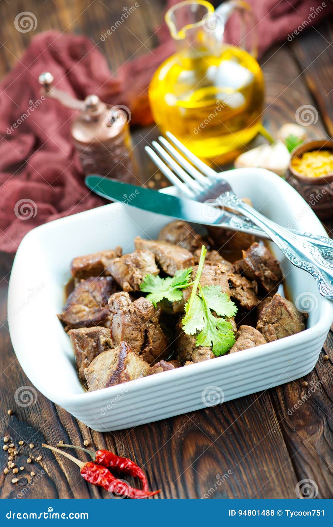 Fried liver stock photo. Image of cuisine, healthy, food - 94801488