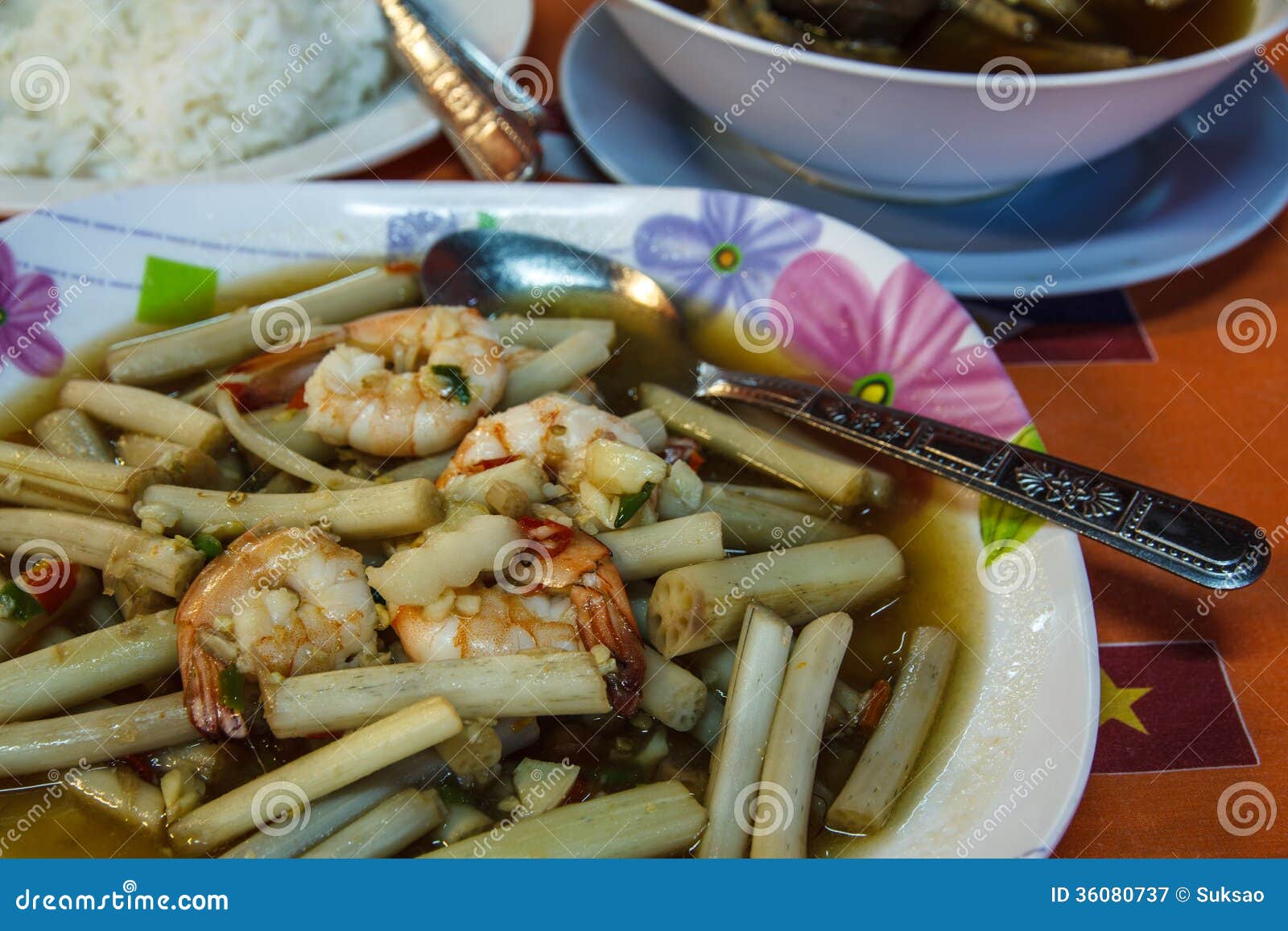 Fried lotus stock image. Image of lotus, vegetable, spoon - 36080737